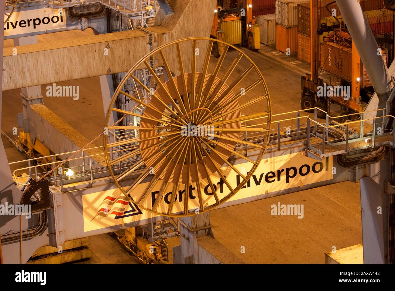 Maritime Container ship unloading loading Liverpool dock Stock Photo ...
