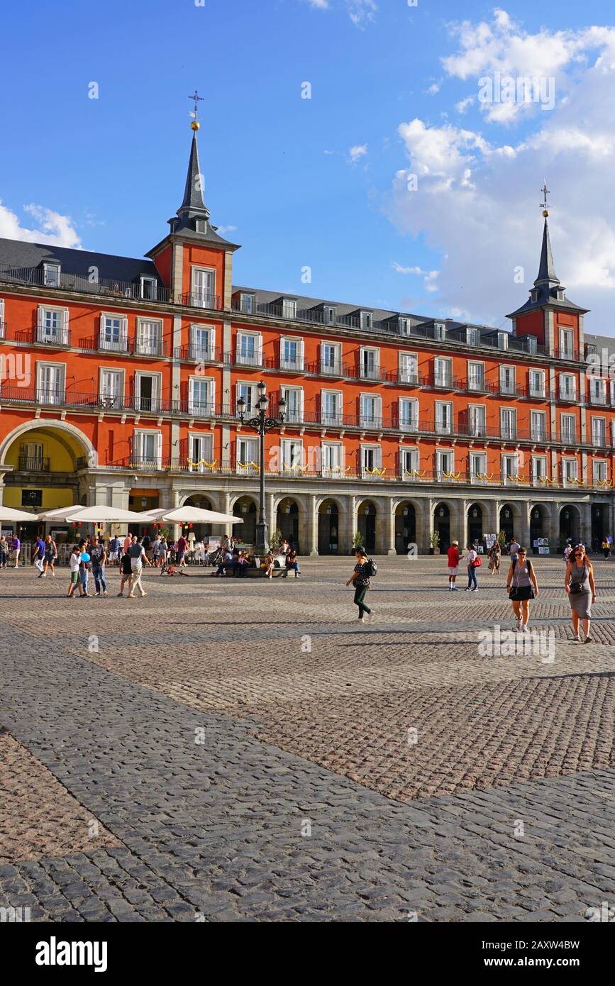 MADRID, SPAIN -21 JUN 2019- View of the Plaza Mayor (main square ...
