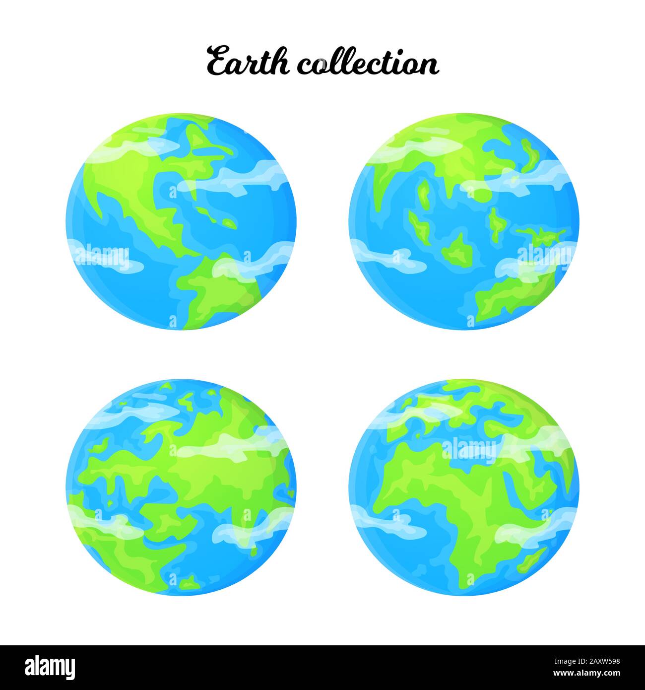 Cartoon Earth set with different planet angle. Ecology and reuse ...