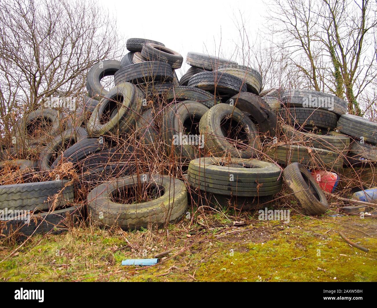 Tyre dump, Wales Stock Photo - Alamy