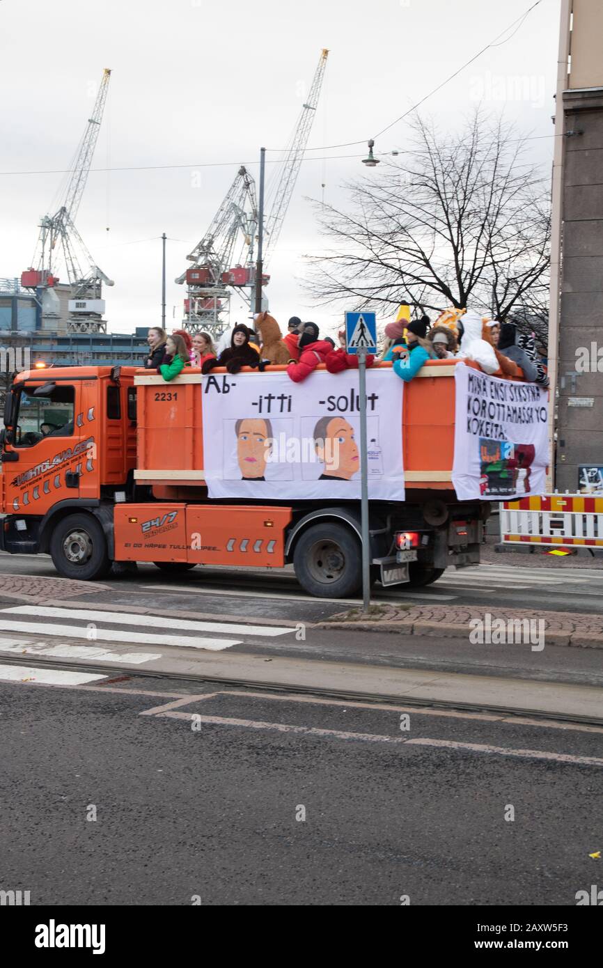 Penkkarit in Helsinki, Finland. Traditional festival among Finnish ...