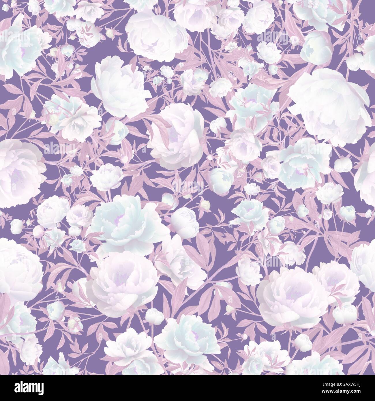 Soft purple floral pattern, peony flowers Stock Photo - Alamy