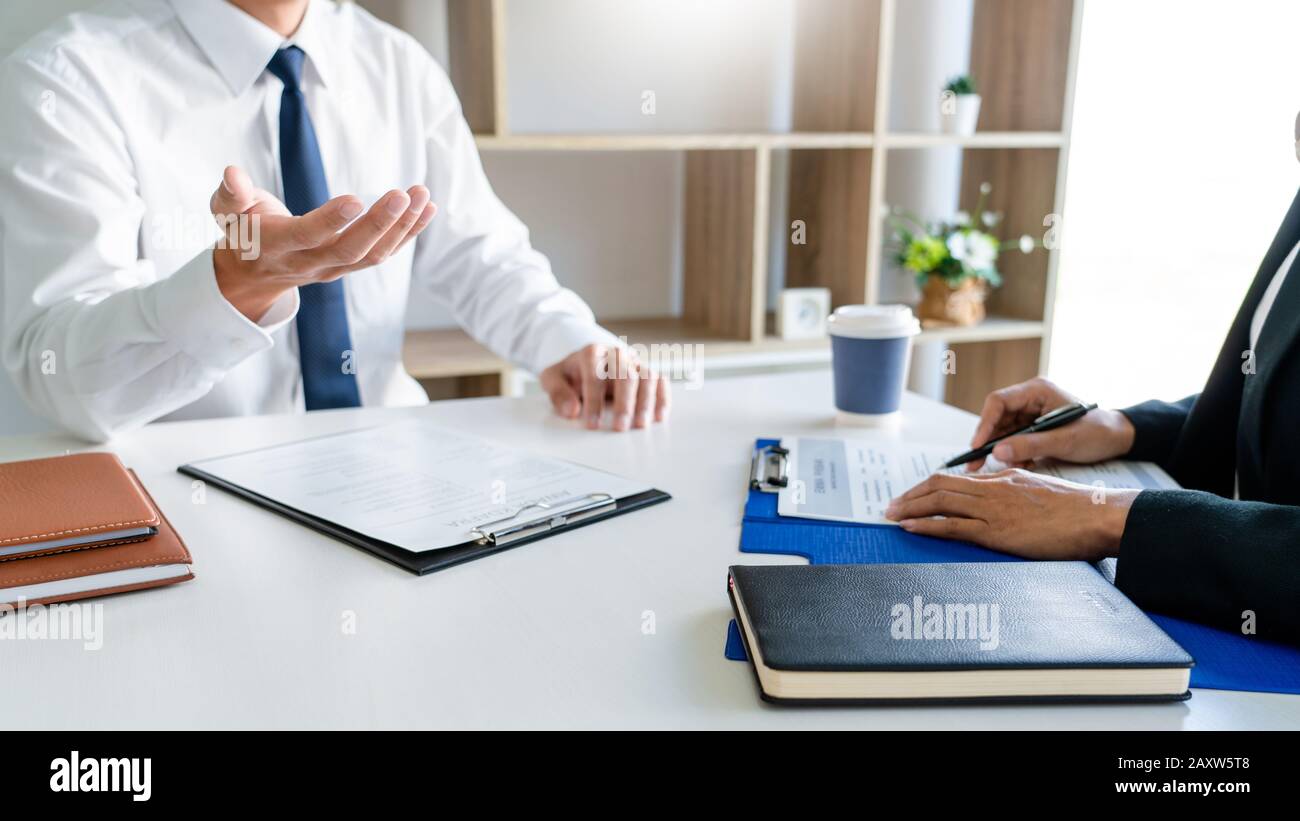 Job interview, Corporate business Employer or recruiter around the ...