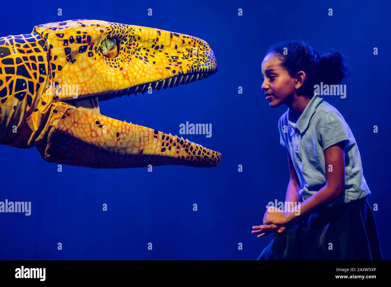 London, UK. 13th Feb, 2020. The Fukui raptor - Schoolchildren from ...
