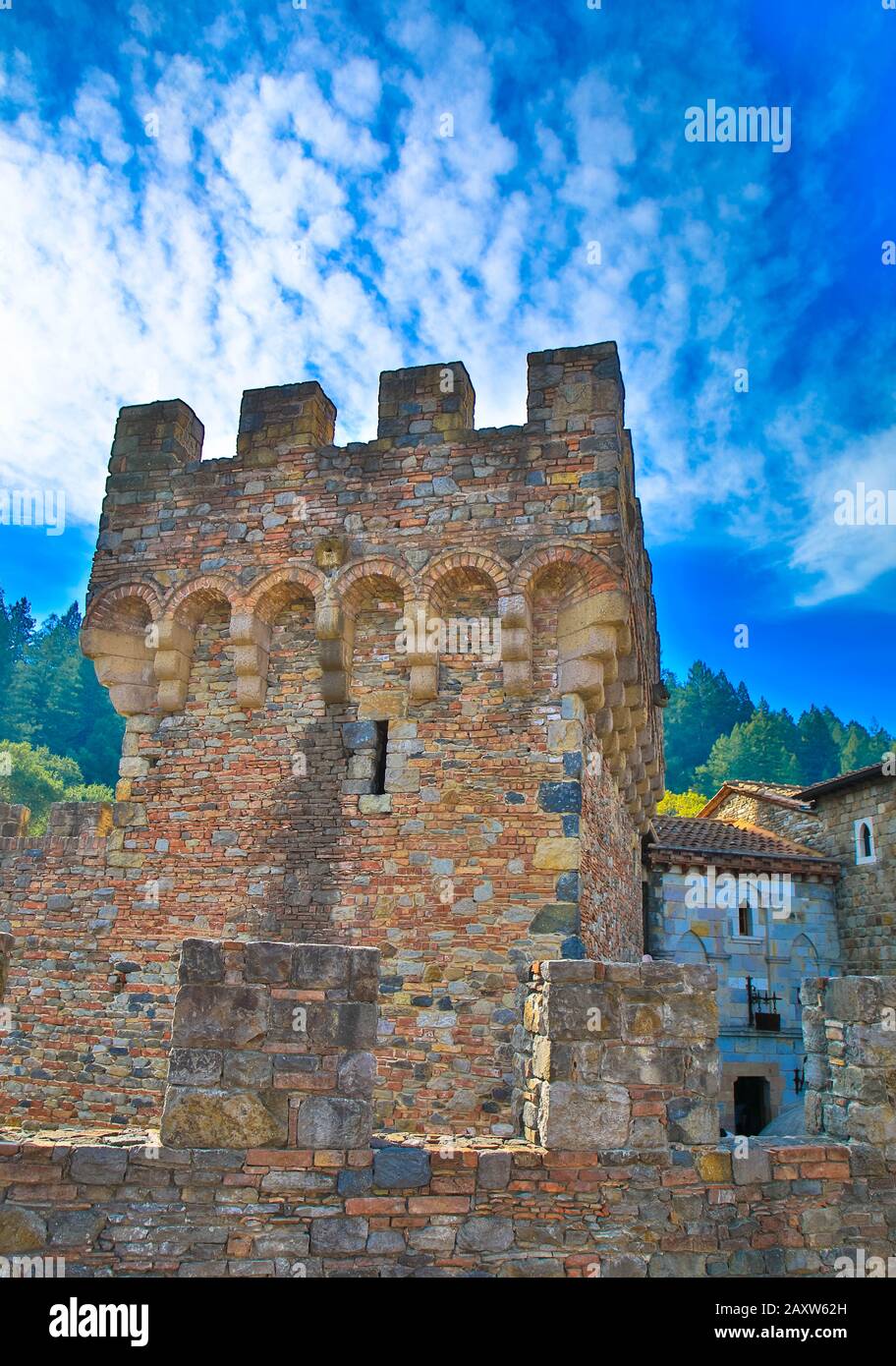 Napa Valley vineyard and Castle, Castello di Amorosa Stock Photo - Alamy