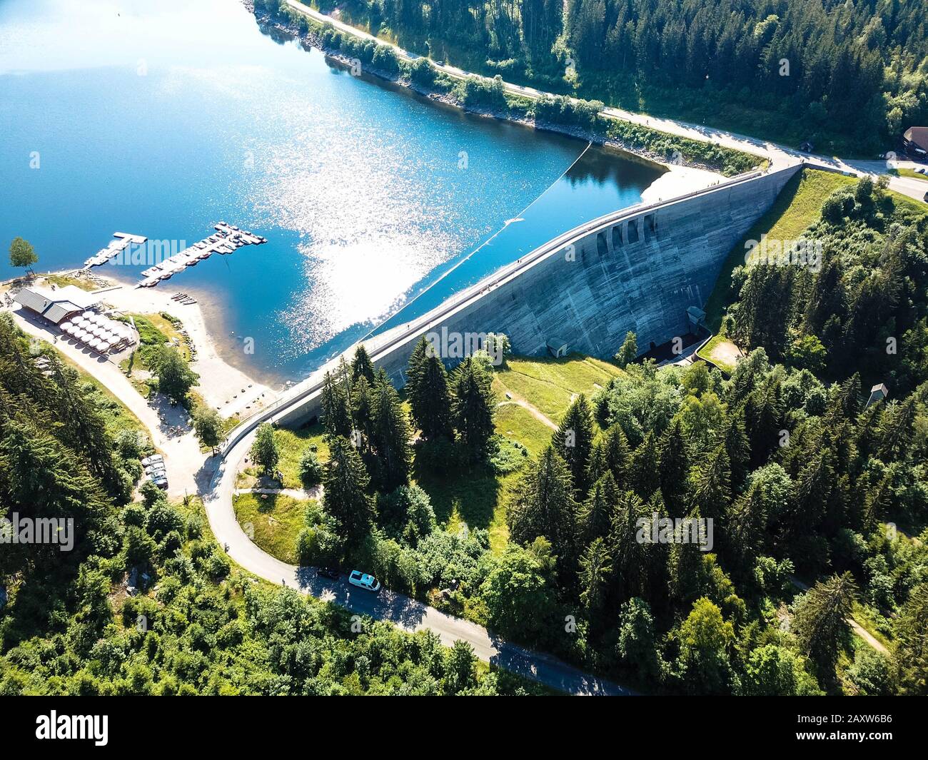 Aerial view of the dam in schluchsee, black forest, germany Stock Photo ...