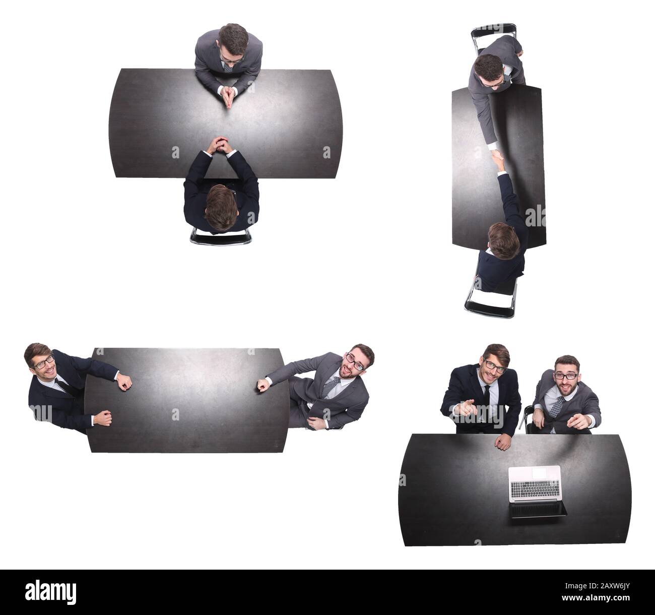 top view. two business people sitting at the Desk Stock Photo - Alamy