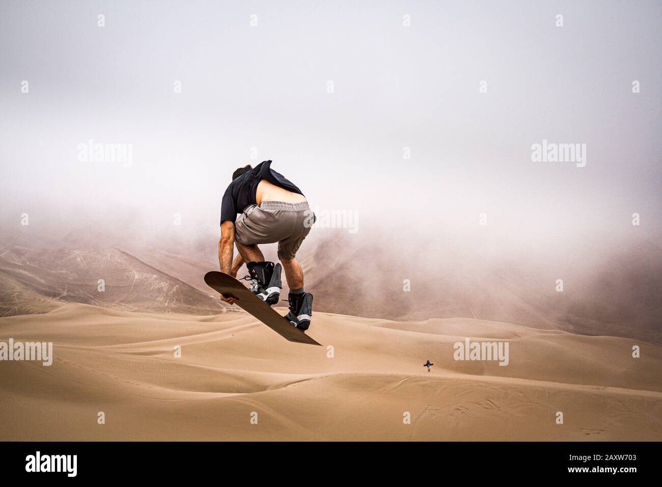 Sandboarding on Atacama Desert. Iquique, Tarapaca Region, Chile Stock ...