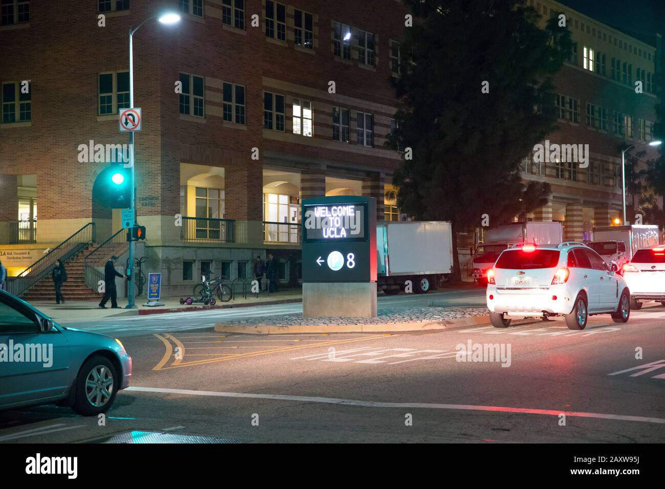 UCLA welcoming sign on the campus for car from the main road Stock ...