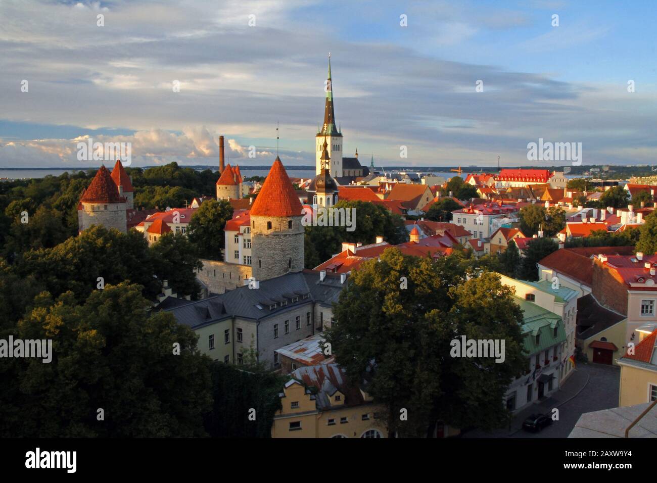 Downtown historical medieval Tallinn skyline at sunset Stock Photo - Alamy
