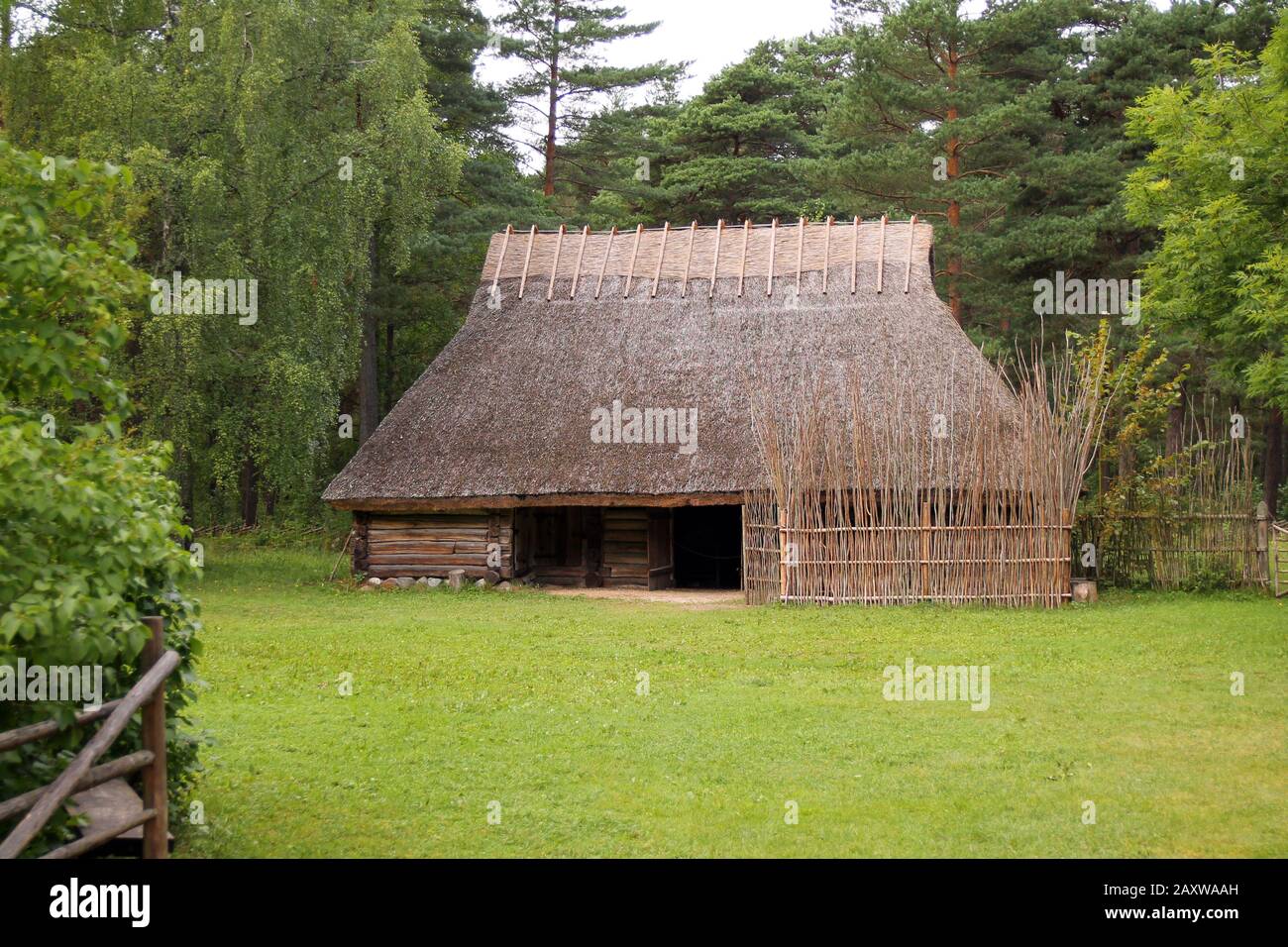 Historic rural wood Baltic farm in Estonia Stock Photo - Alamy