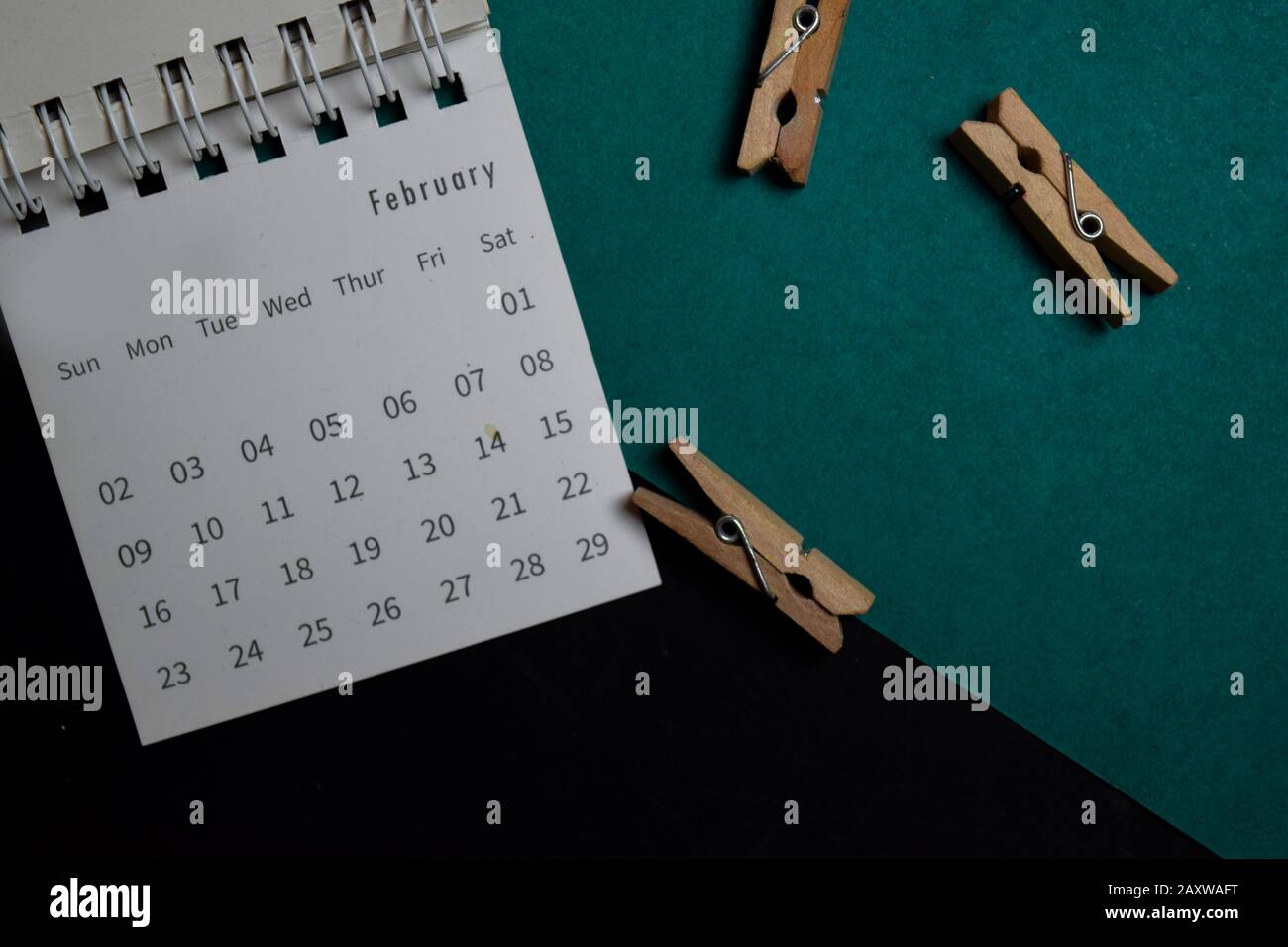 Top view February monthly Calendar isolated on office desk Stock Photo ...