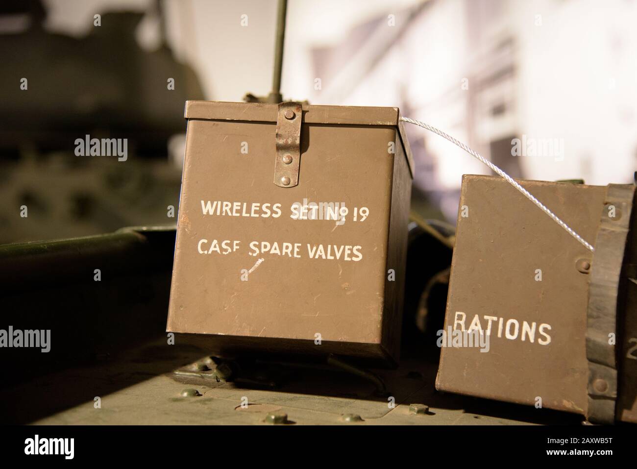Wireless set, metal boxes from World War II Stock Photo - Alamy