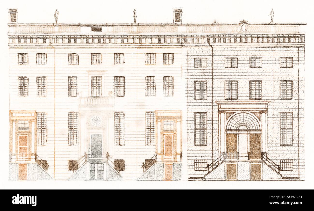 Vintage architectural illustration of a building in Amsterdam, ideal ...