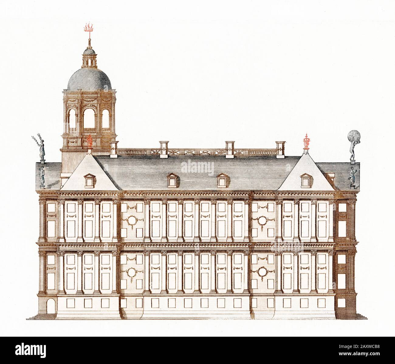 Vintage architectural illustration of a building in Amsterdam, ideal ...