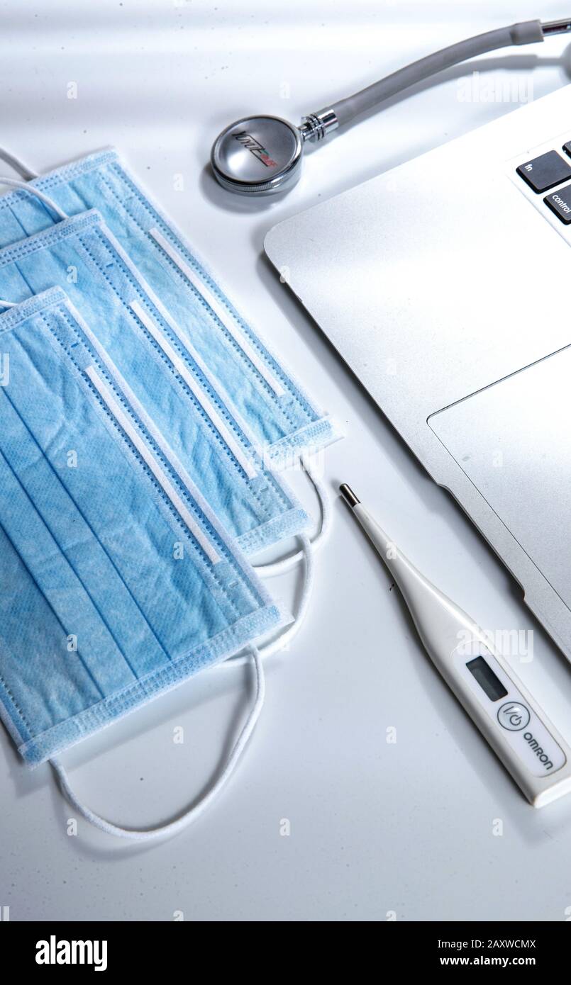 Disposable surgical masks and other medical products Stock Photo - Alamy