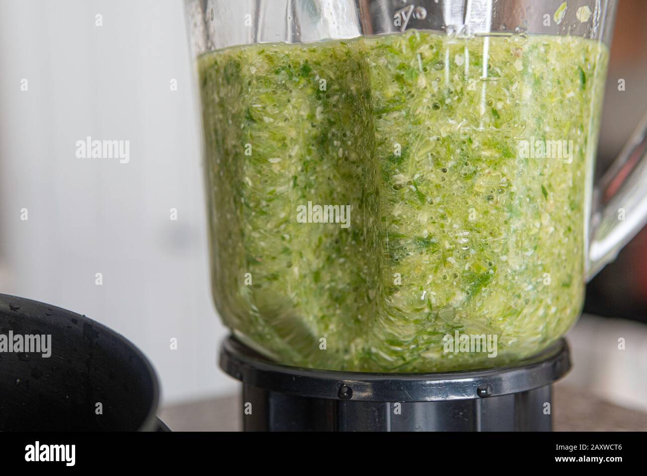 fresh raw cut Okra - okro in a blender Stock Photo - Alamy