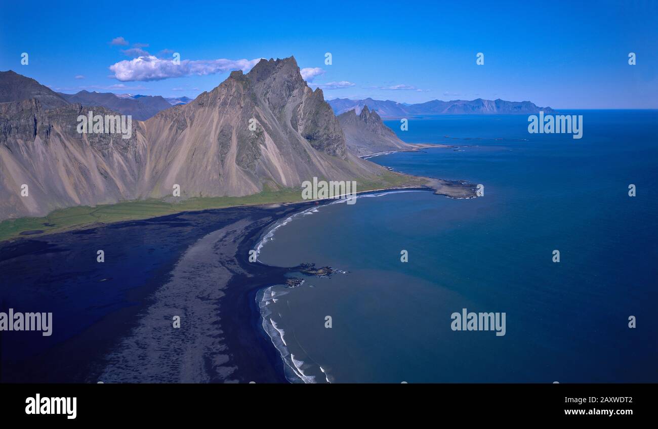 Aerial - Mt. Eystrahorn, Eastern, Iceland Stock Photo - Alamy