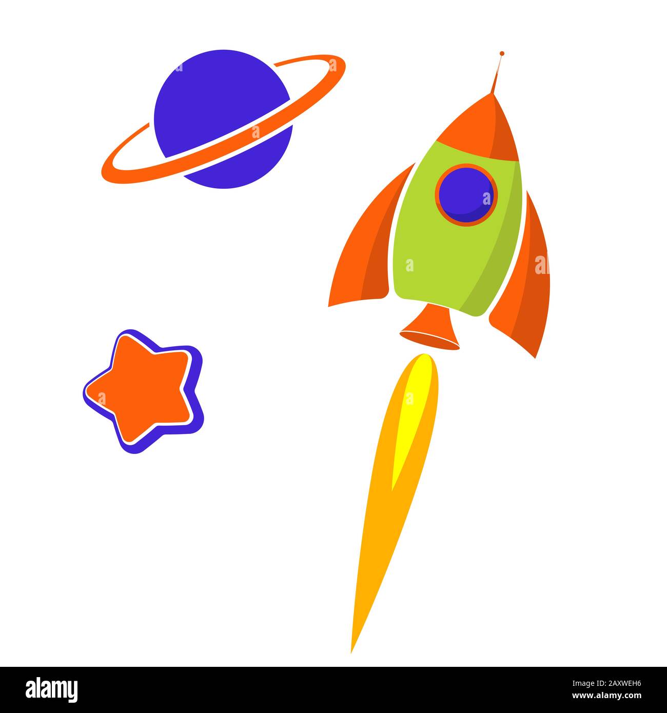 Rocket in space cartoon Cut Out Stock Images & Pictures - Alamy