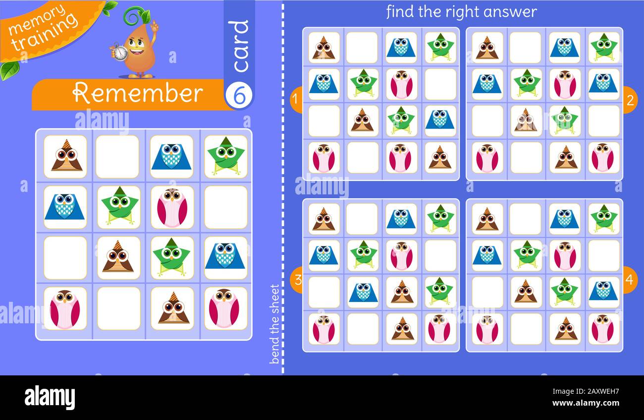 memory training for children and adults. task of the game is to ...