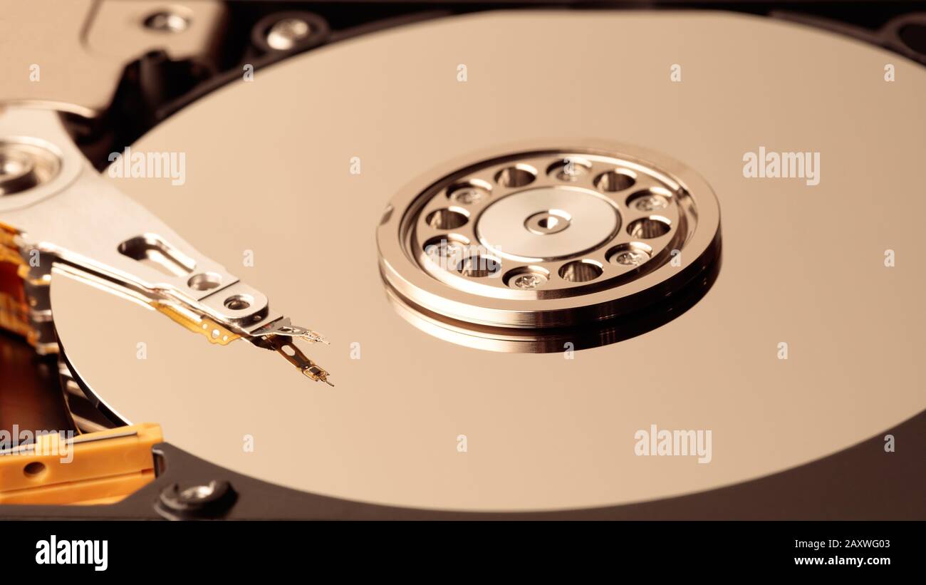 Disassembled hard drive from the computer, hdd with mirror effect ...