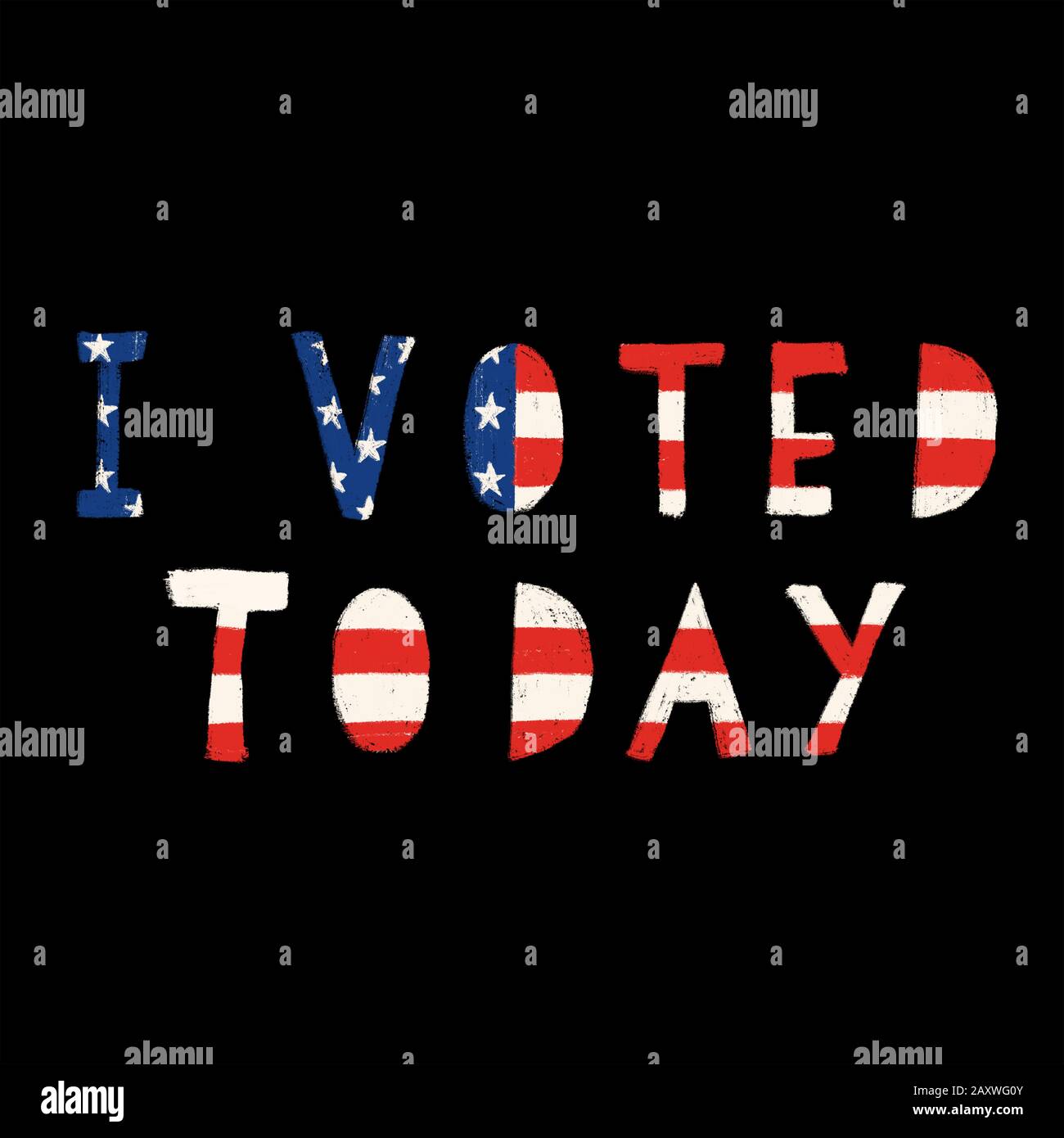 I voted today hand drawn lettering with American flag texture. USA ...