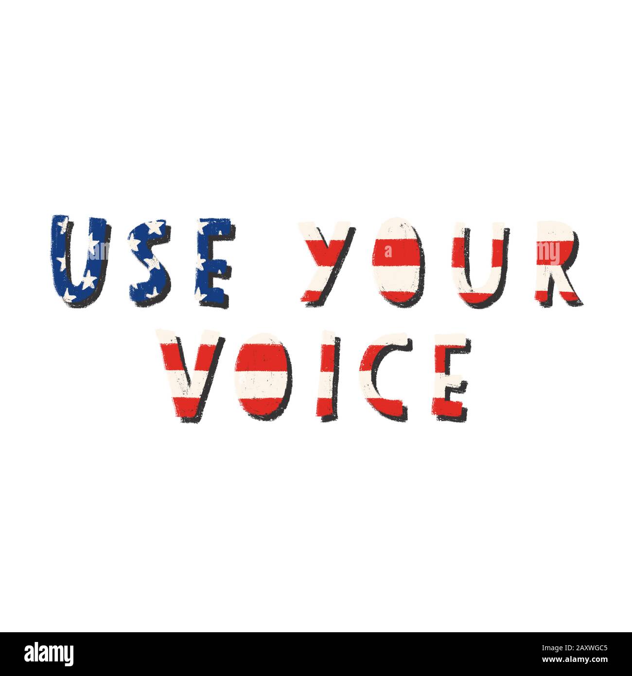 Use your voice. Voting motivational quote. Hand drawn lettering with ...