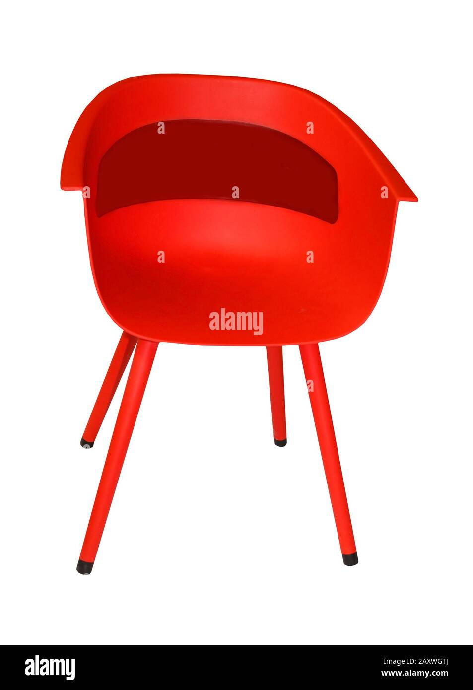 Retro red plastic chair isolated on white background Stock Photo - Alamy