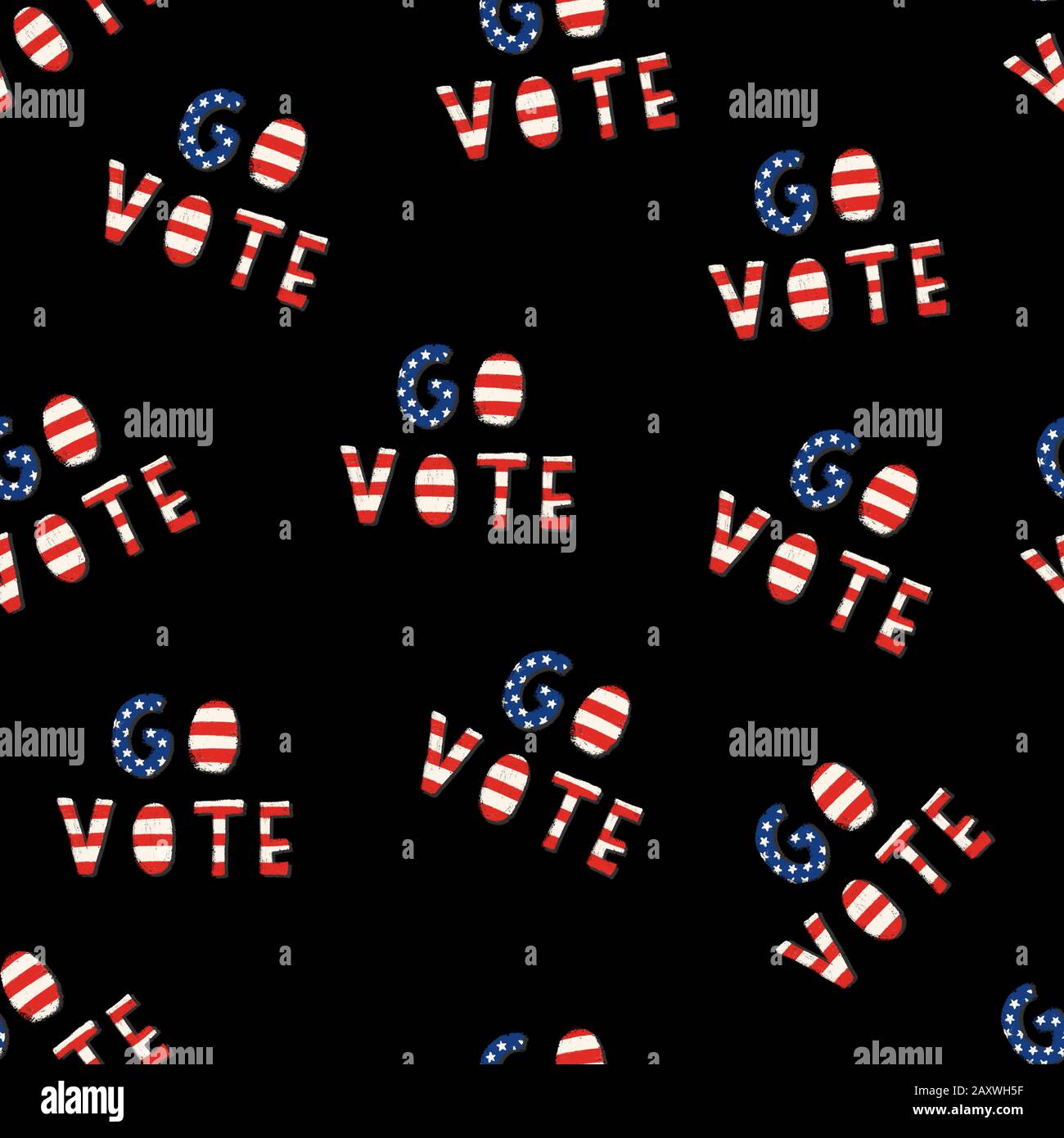 Go vote seamless background. Hand drawn pattern with motivational ...