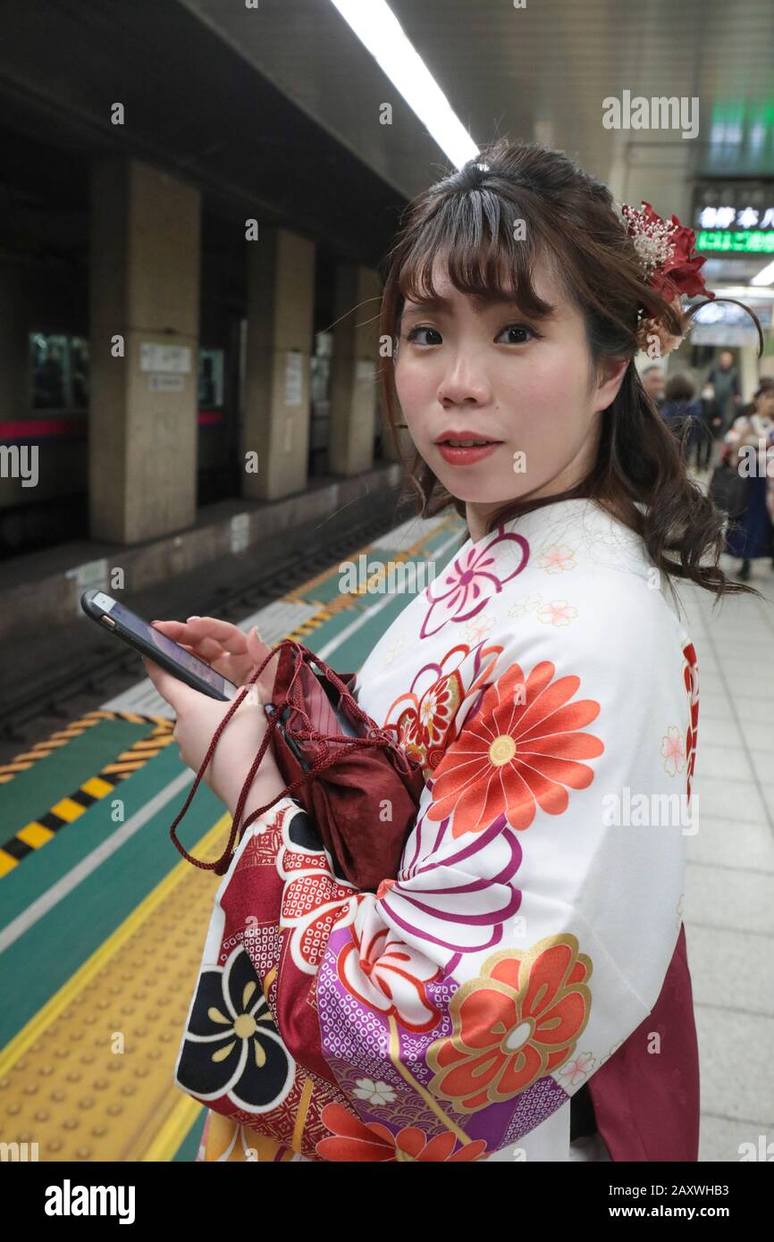 KIMONOS IN TOKYO METRO Stock Photo - Alamy
