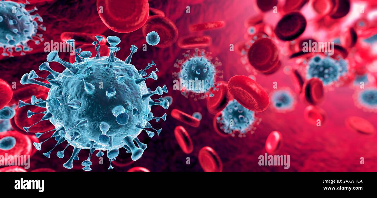 Corona Virus In Red Artery Microbiology And Virology Concept 3d ...