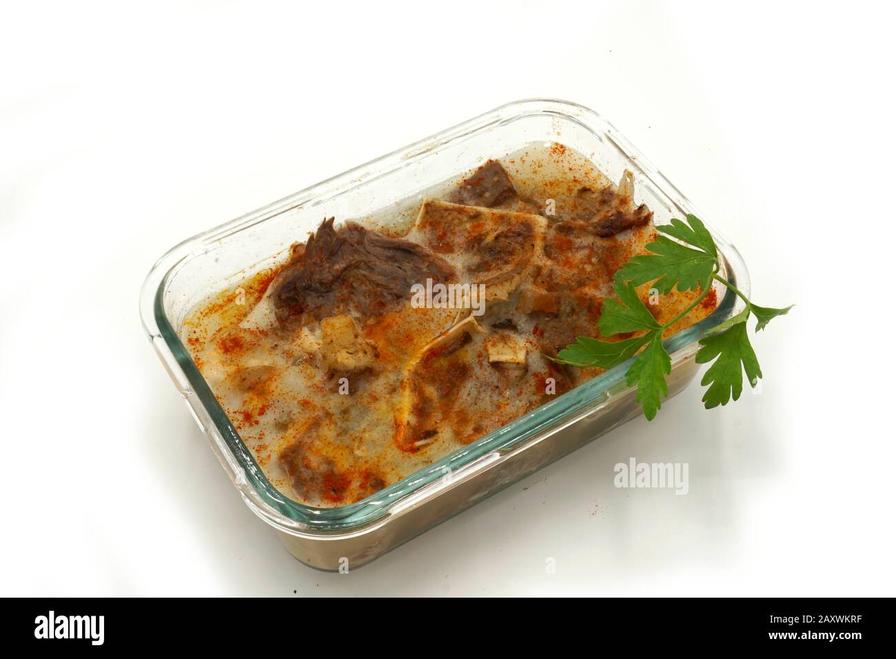 Homemade dish of jellied pork meat aspic. Traditional Romanian dish for ...