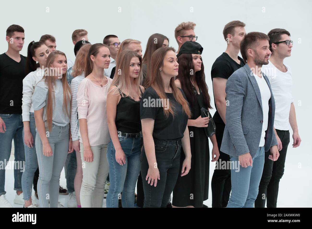 large group of successful young people standing in line Stock Photo - Alamy