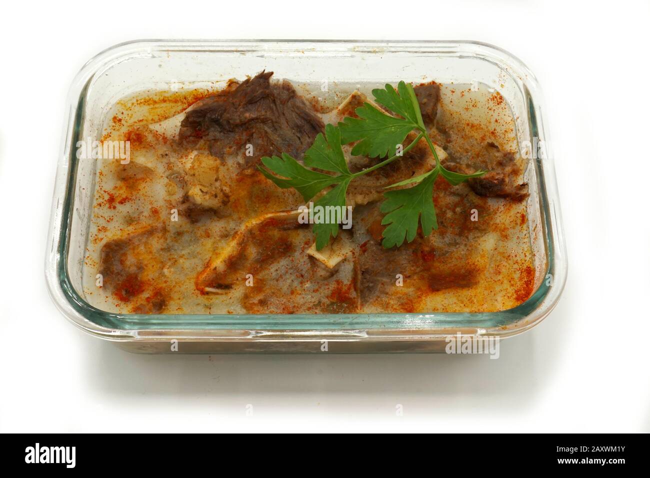 Homemade dish of jellied pork meat aspic. Traditional Romanian dish for ...