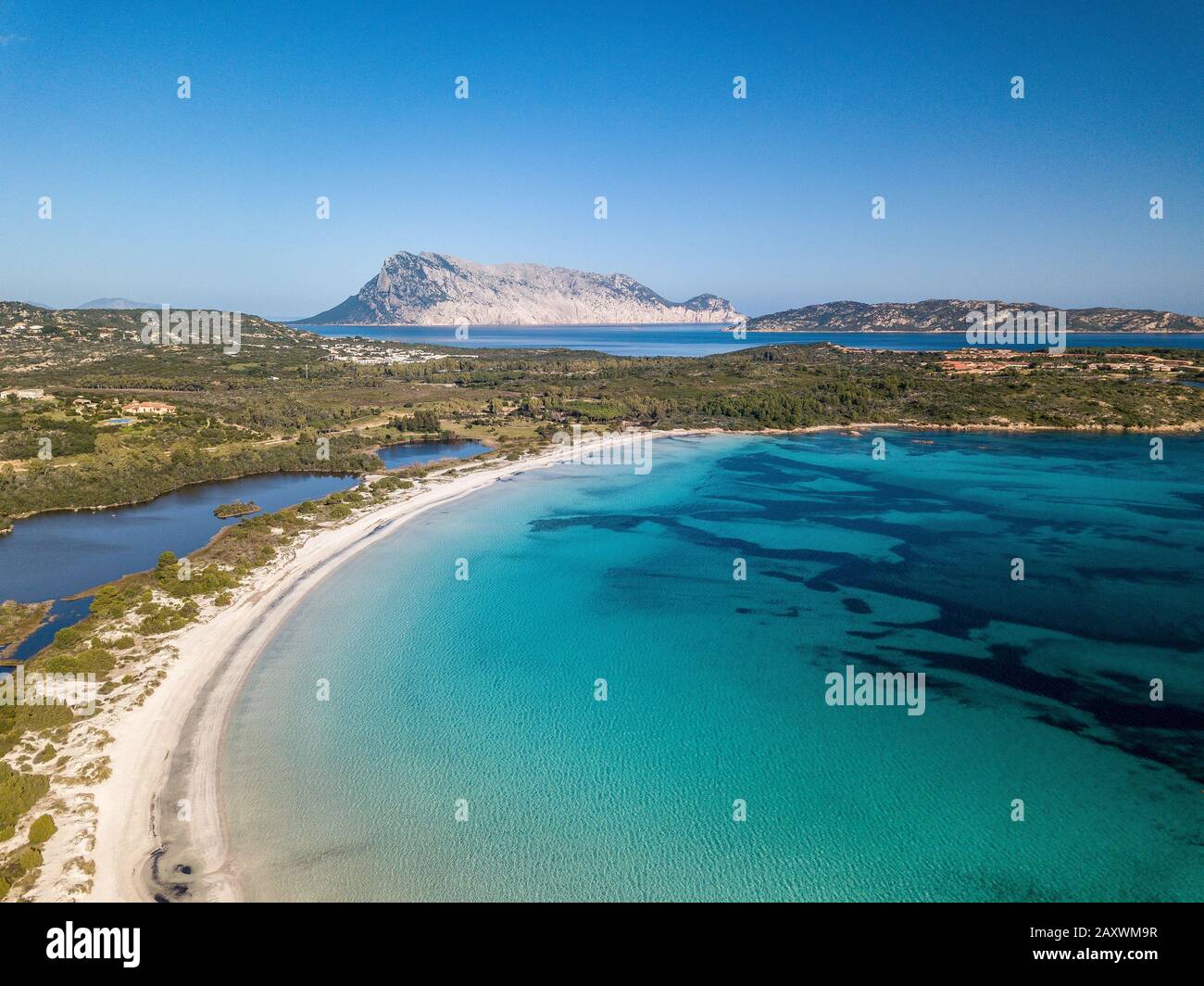 BEAUTIFUL AERIAL VIEW OF THE BEACH OF LU IMPOSTU , SARDINIA Stock Photo ...