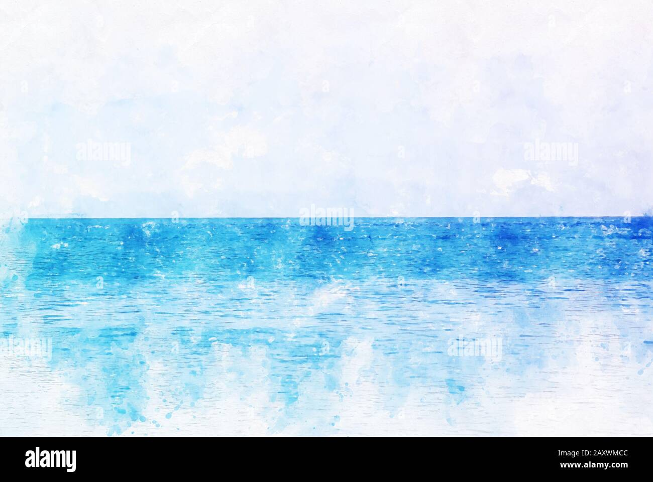 Abstract colorful wave sea ocean water in Krabi, Thailand on watercolor ...