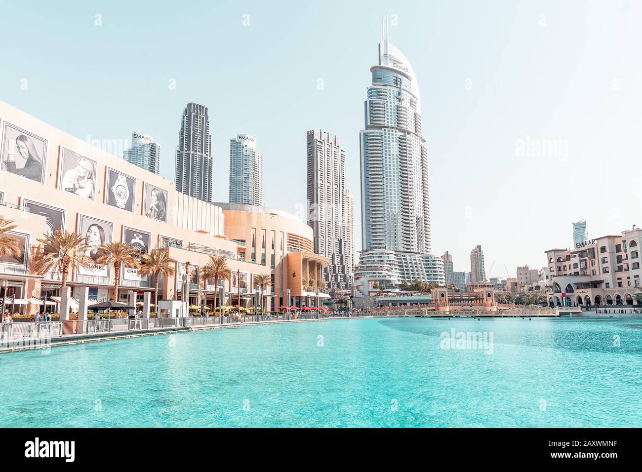 26 November 2019, UAE, Dubai: Tourists walking at the square among ...