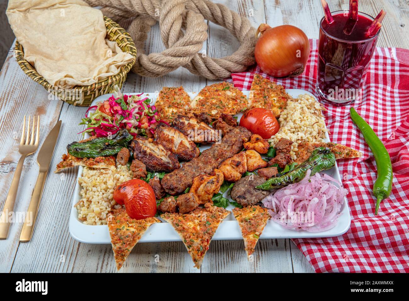 Turkish and Arabic Traditional Ramadan Mix Kebab Plate inside Adana ...