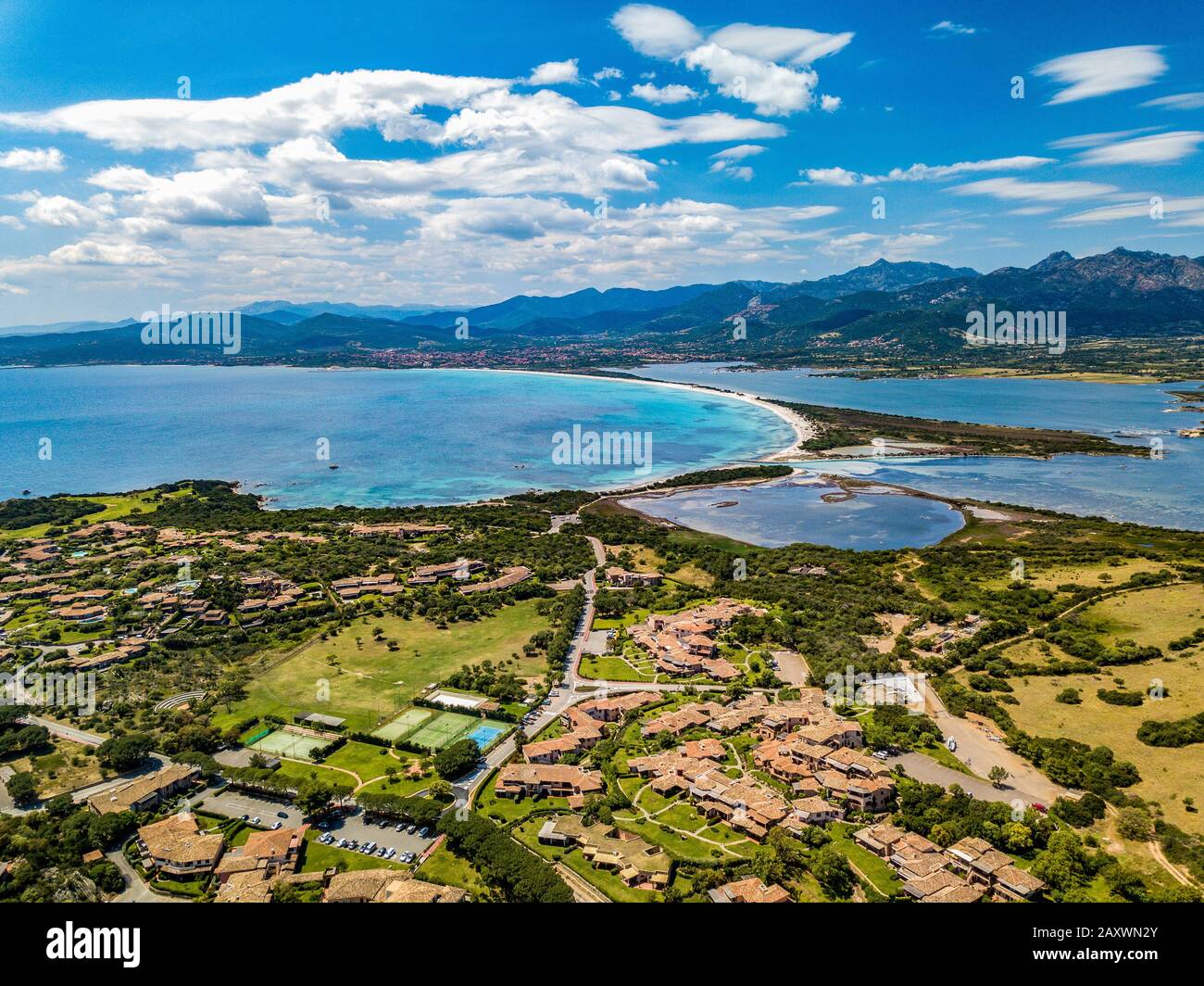 BEAUTIFUL AERIAL VIEW OF THE BEACH OF LU IMPOSTU , SARDINIA Stock Photo ...