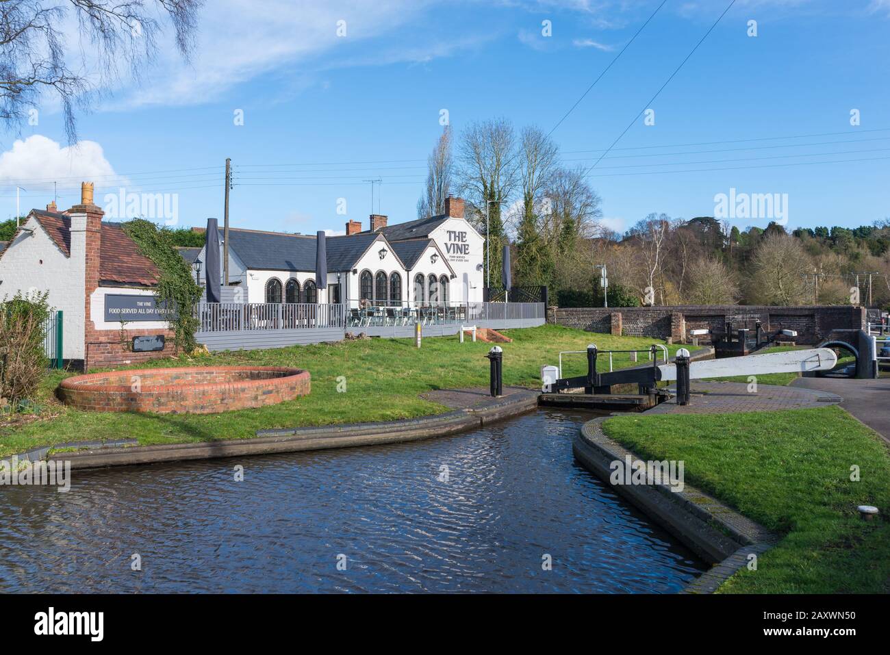 Kinver Lock and The Vine pub on the River Stour at Kinver Lock, South ...