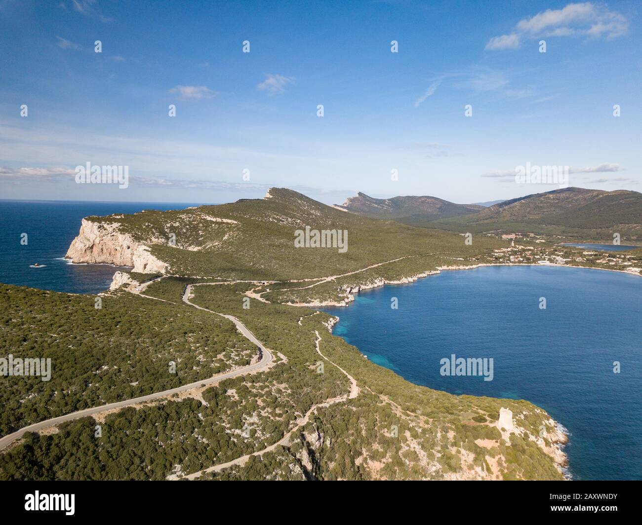 Aerial view of Capo Caccia in Alghero Stock Photo - Alamy