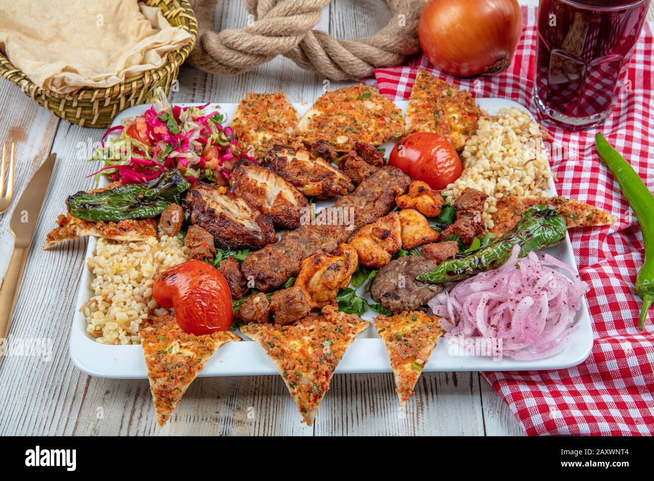 Turkish and Arabic Traditional Ramadan Mix Kebab Plate inside Adana ...