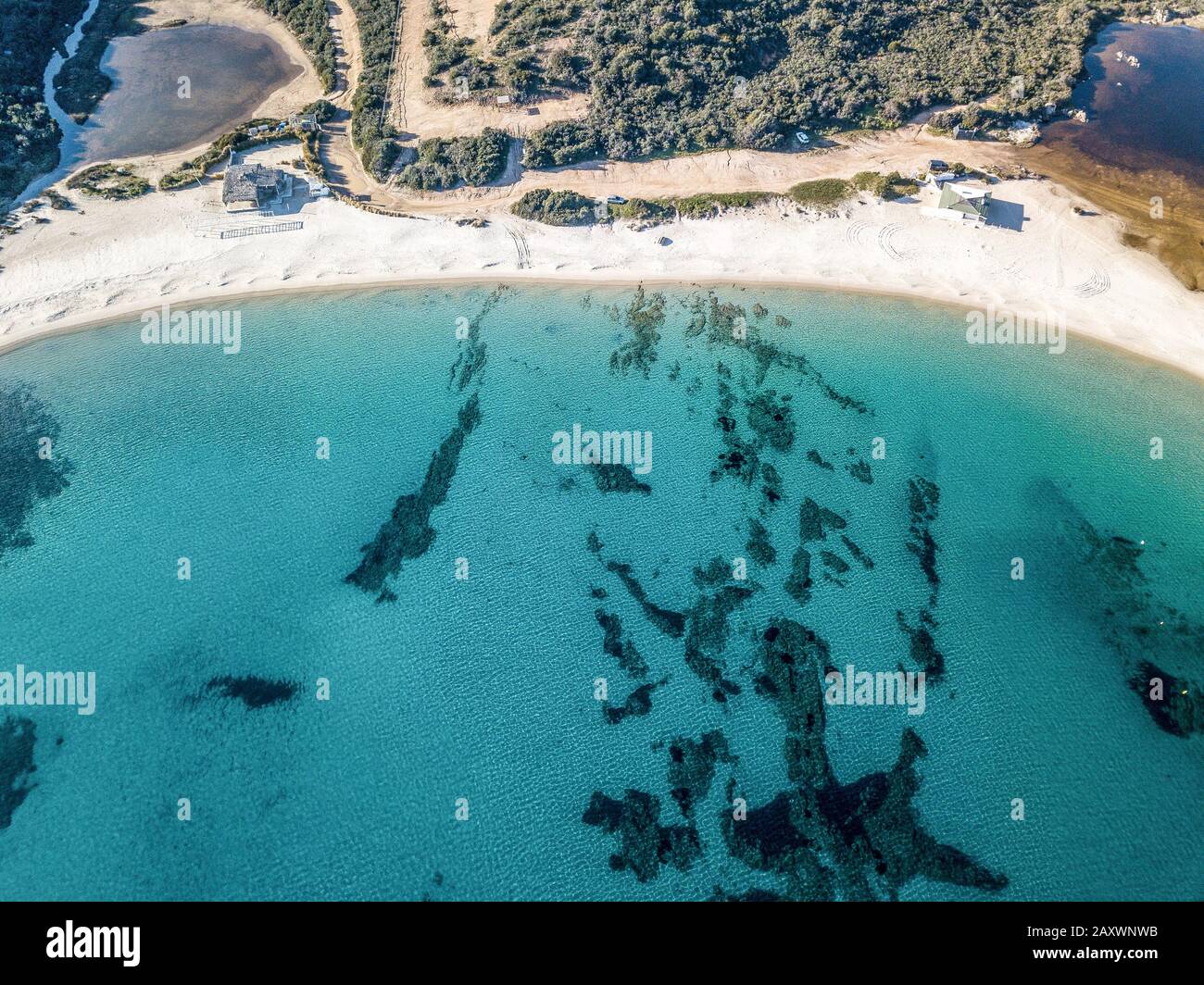 Aerial view of Cala Sassari beach in costa smeralda,sardinia Stock ...