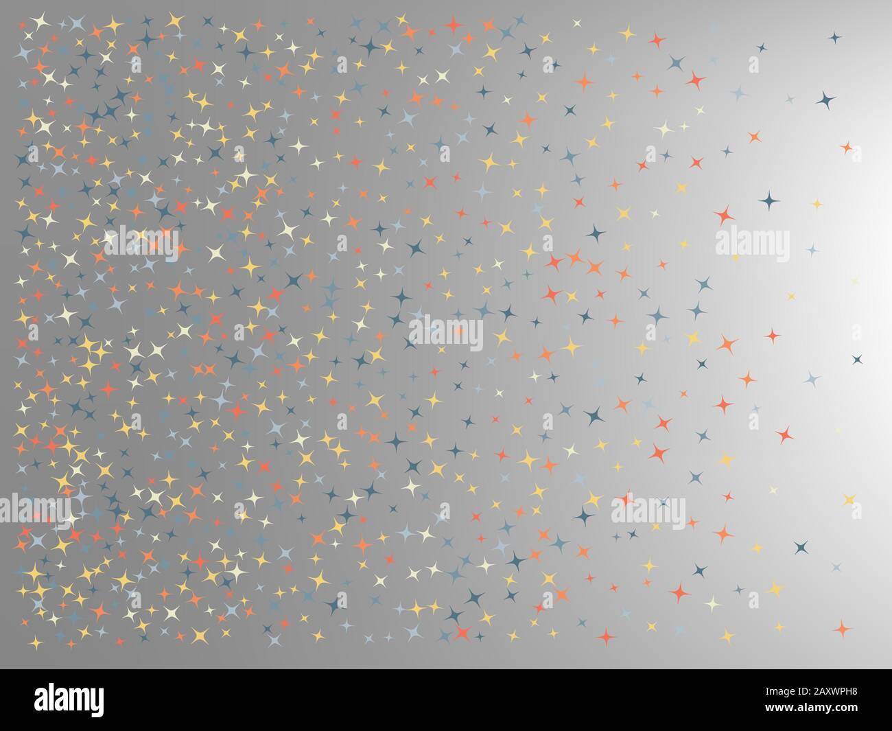 White neutral colored background. Stars confetti. Funny colorific mesh ...