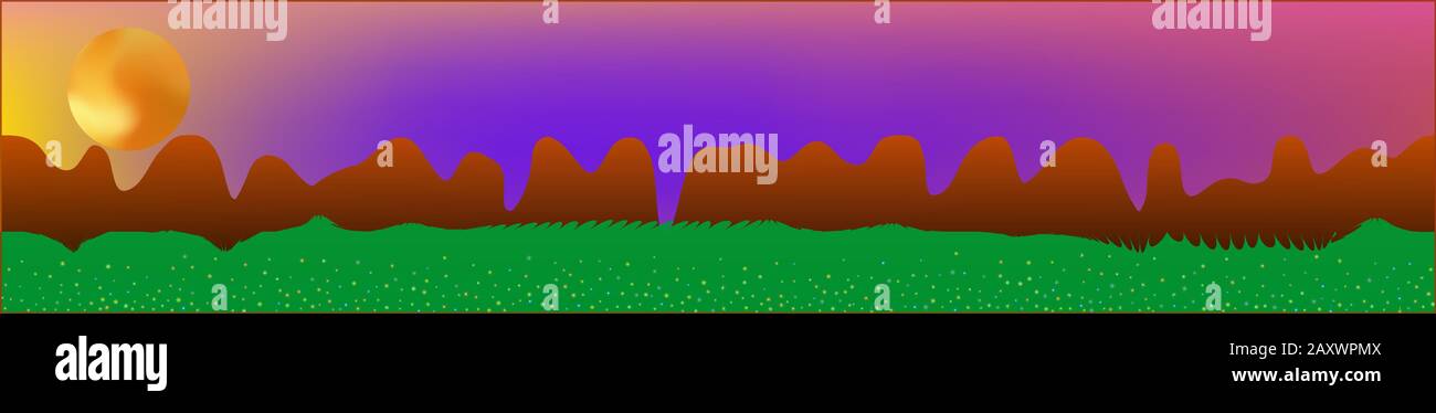 Fancy sky, and mountains landscape. Plain horizontal background ...