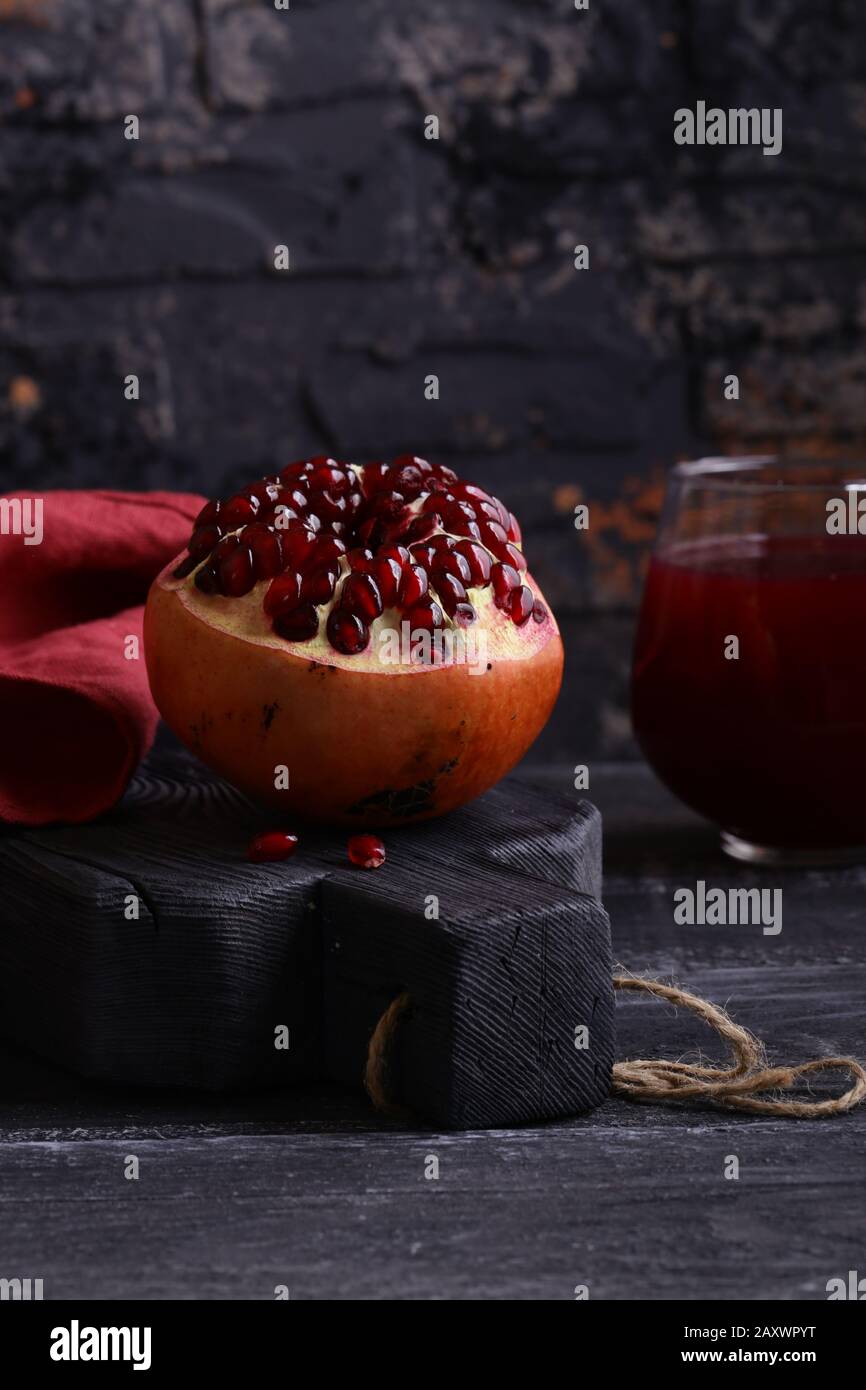 fresh natural organic pomegranate juice Stock Photo - Alamy