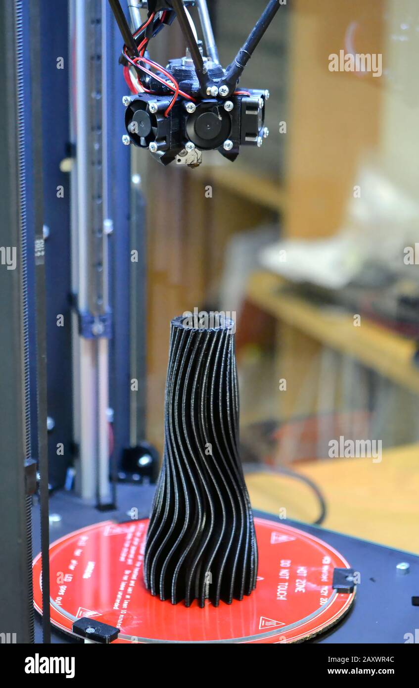 The object is inside the 3d printer on which it was printed close-up ...
