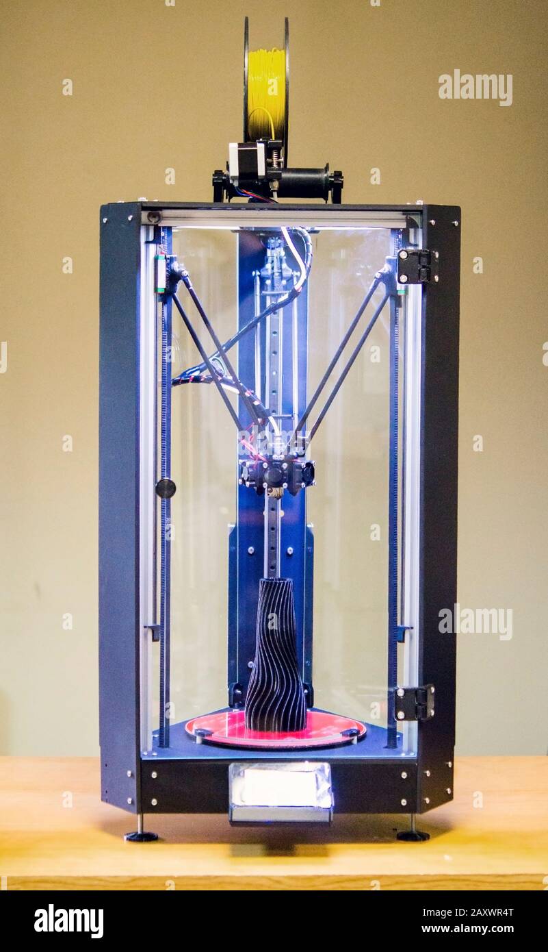 The technology of creating a model on a 3d printer close-up ...