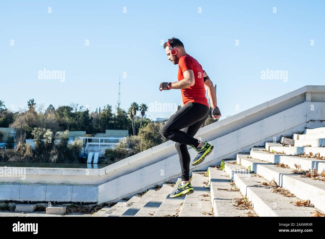 Man running stairs happy hi-res stock photography and images - Alamy