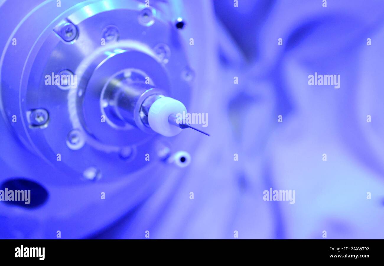 drill of medical milling machine close-up. Modern technology cad cam ...